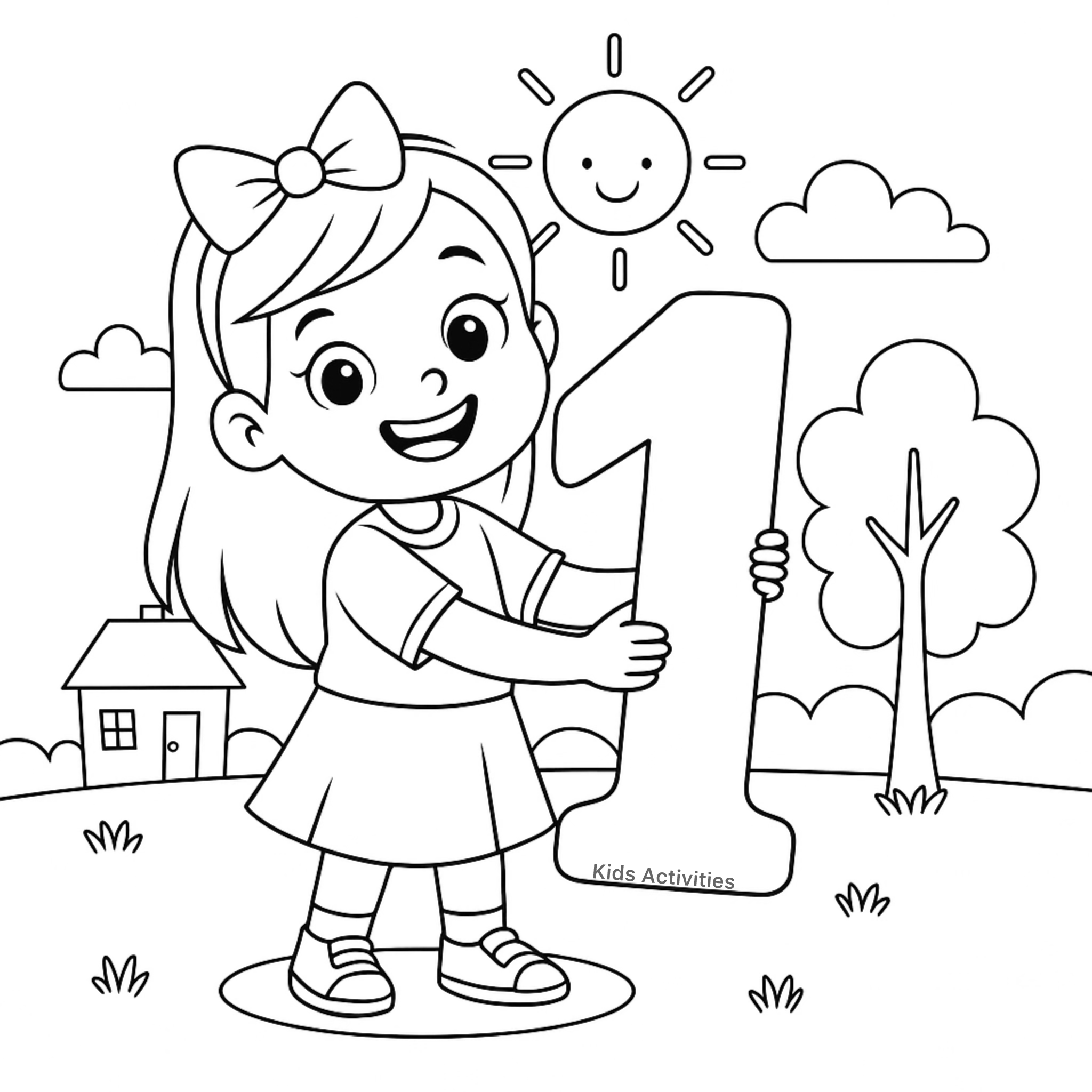 Children With Numbers Coloring Pages - Kids Activities
