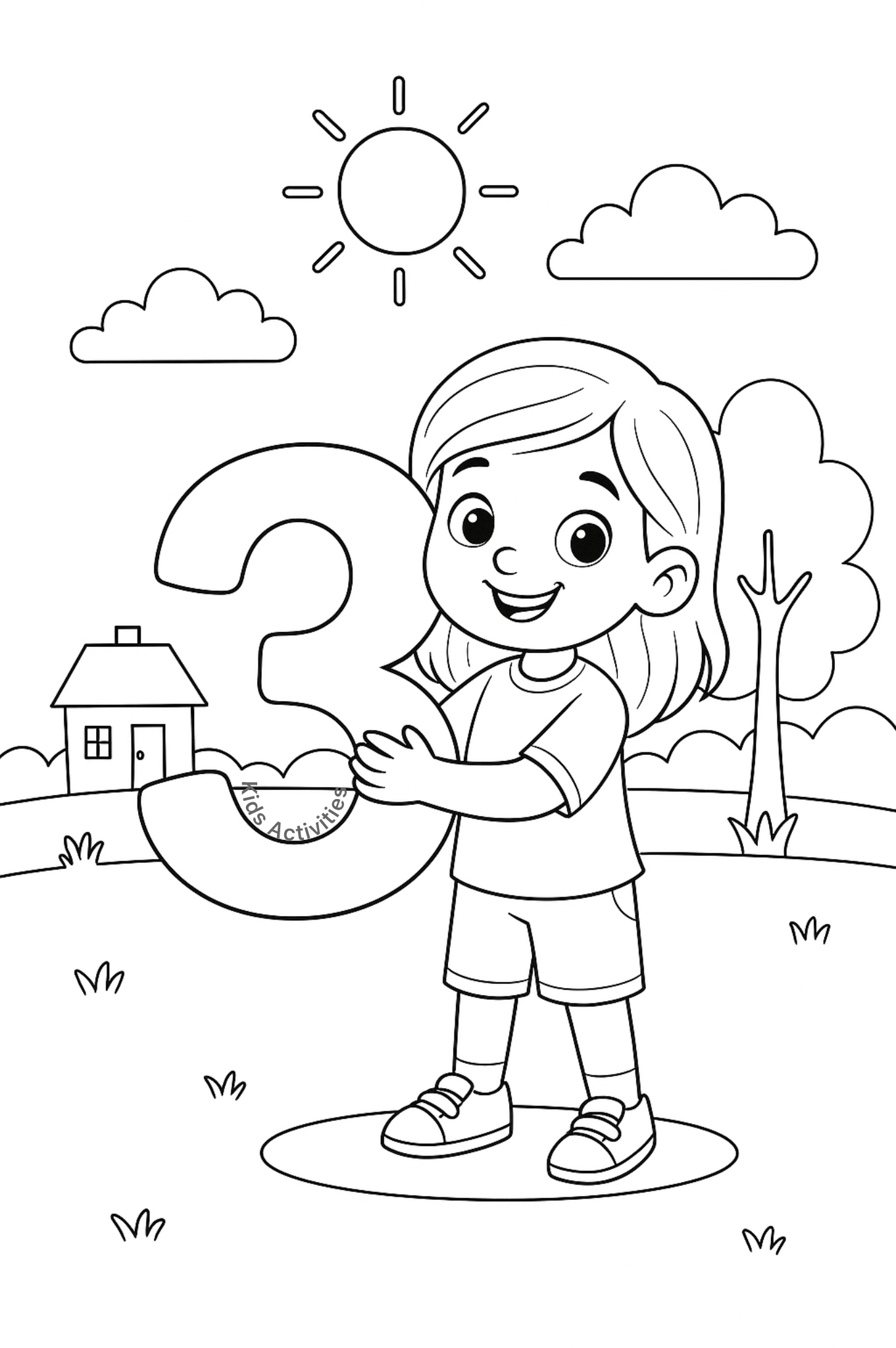 Children With Numbers Coloring Pages - Kids Activities